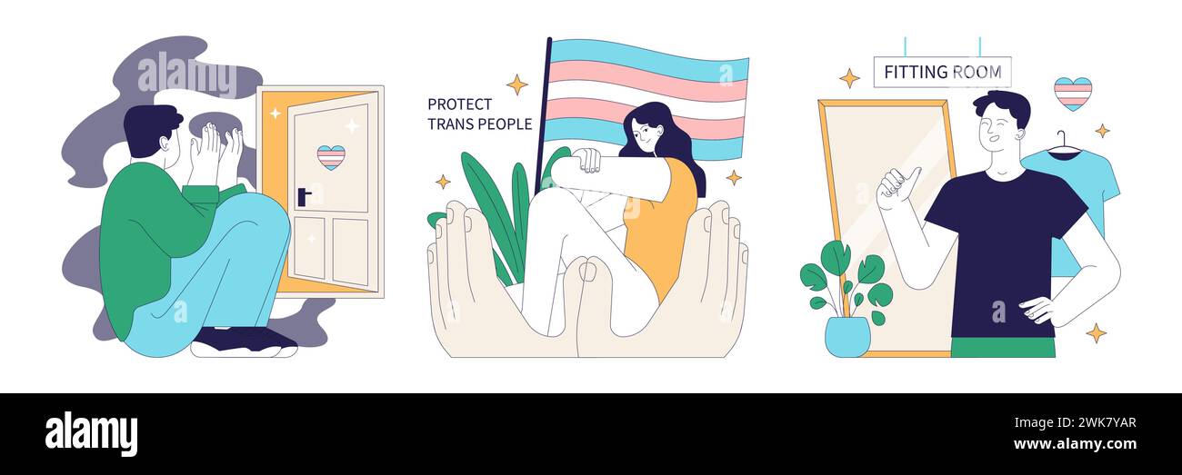 Gender transition pros and cons set. Gender-affirming therapy, positive ...