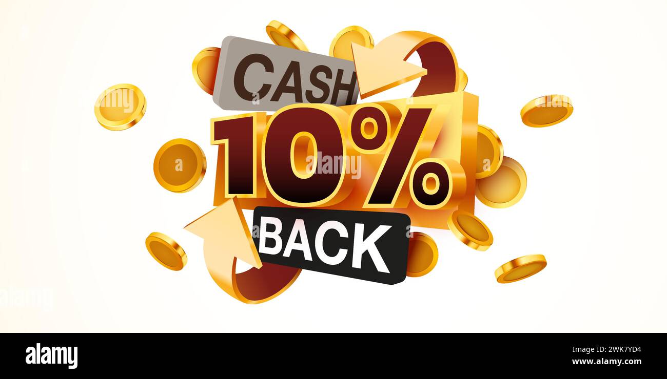 Cashback 10 percent icon isolated on the gray background. Cashback or ...