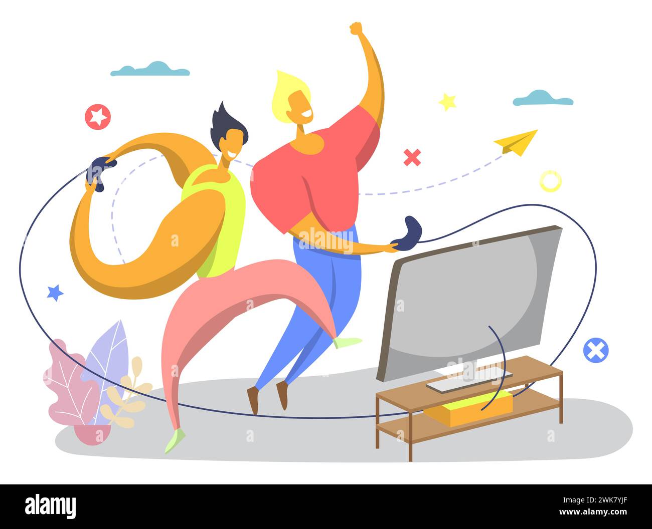 Excited man playing video game Stock Vector Images - Alamy