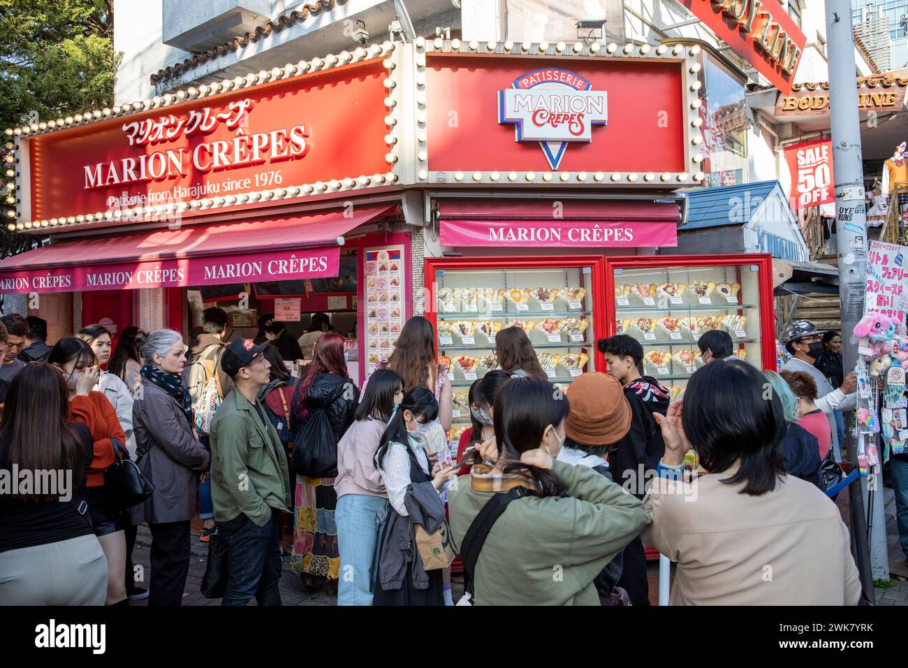 Harajuku ward in Tokyo, Marion crepes food retailer on the popular ...