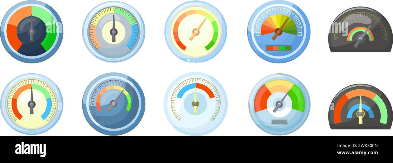 Barometer icons set cartoon vector. Weather control Stock Vector Image ...