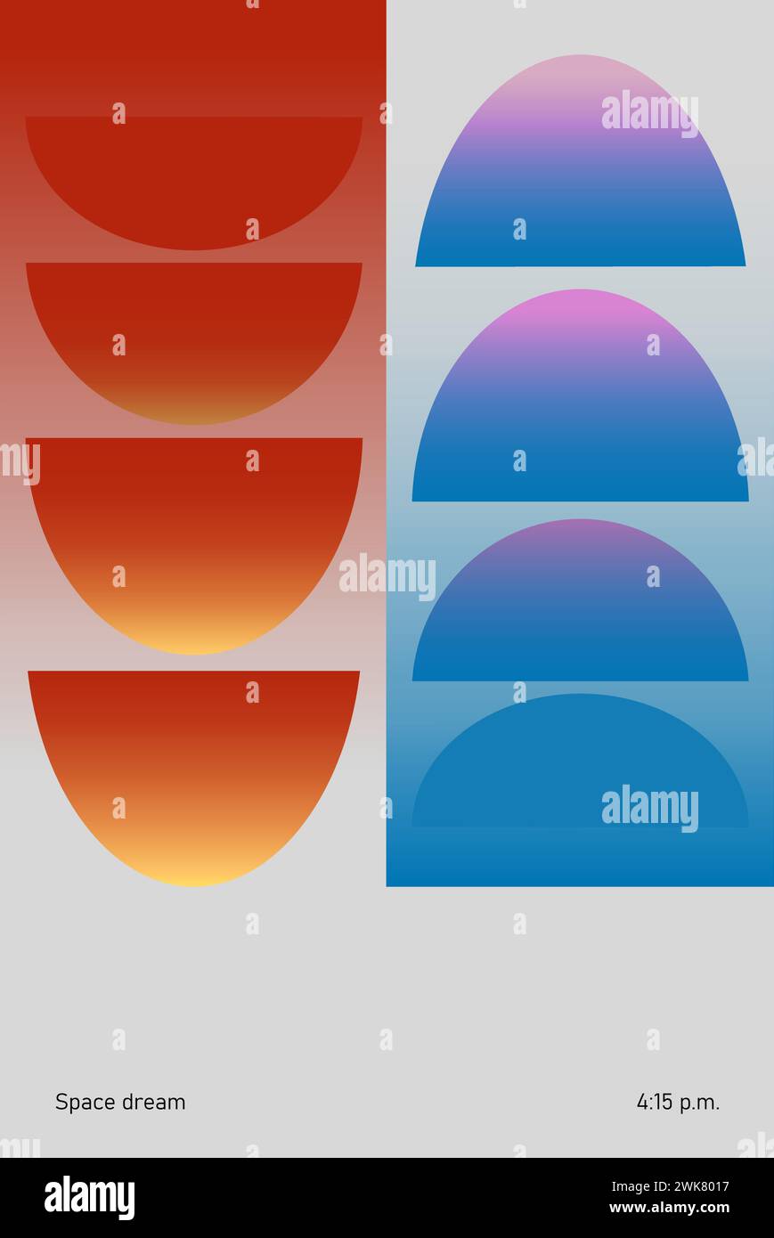 Gradient, colorful abstract geometric shapes, semicircles in warm and ...