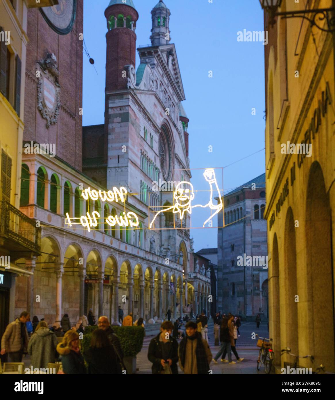 Cremona, Italy - February 16th 2024 Street neon sign with beloved ...