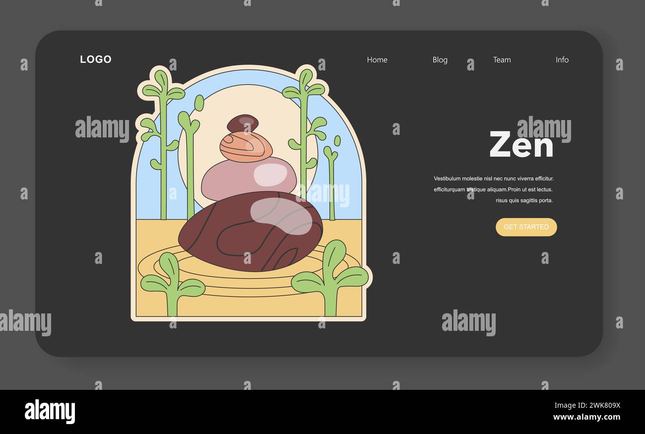 Zen meditation illustration. Balanced stones in a tranquil nature ... Zen meditation illustration. Balanced stones in a tranquil nature ...