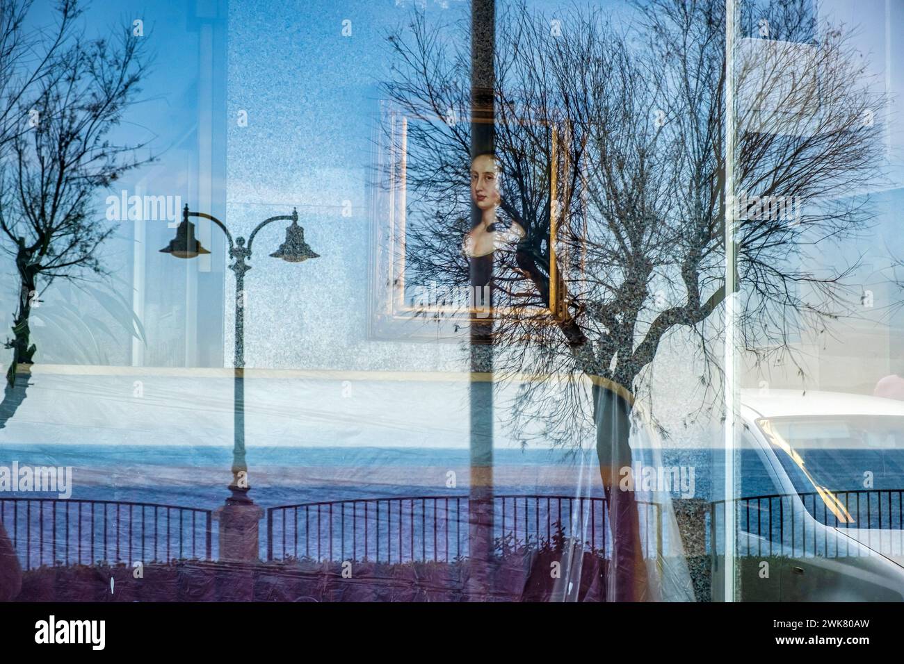 Malta -- Old portrait of a woman, reflection of the Mediterranean Sea ...