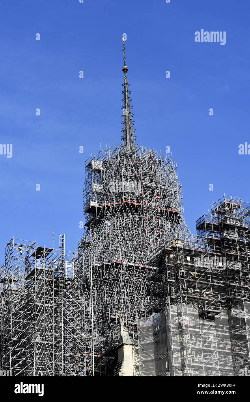 Notre Dame Of Paris Spire Reconstruction Work Site Paris France Stock