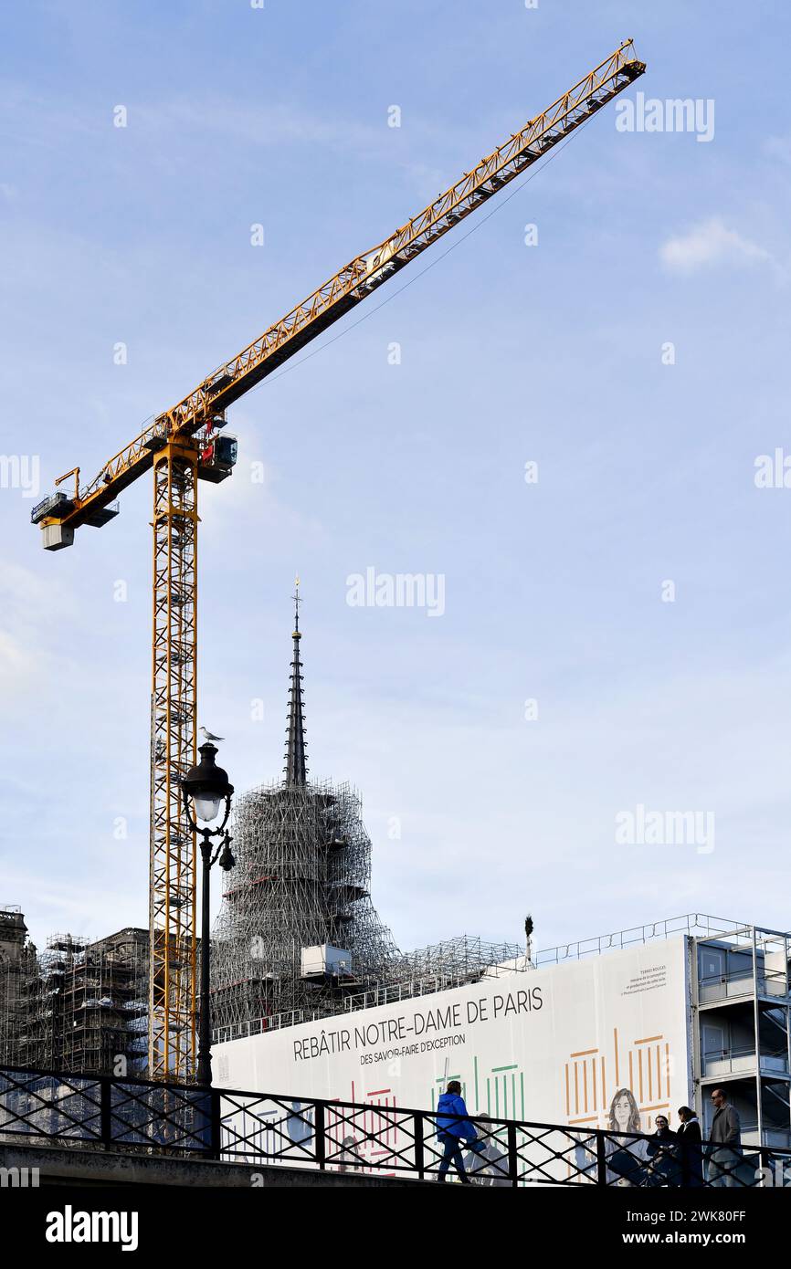 Notre Dame of Paris spire reconstruction work site, Paris, France Stock ...