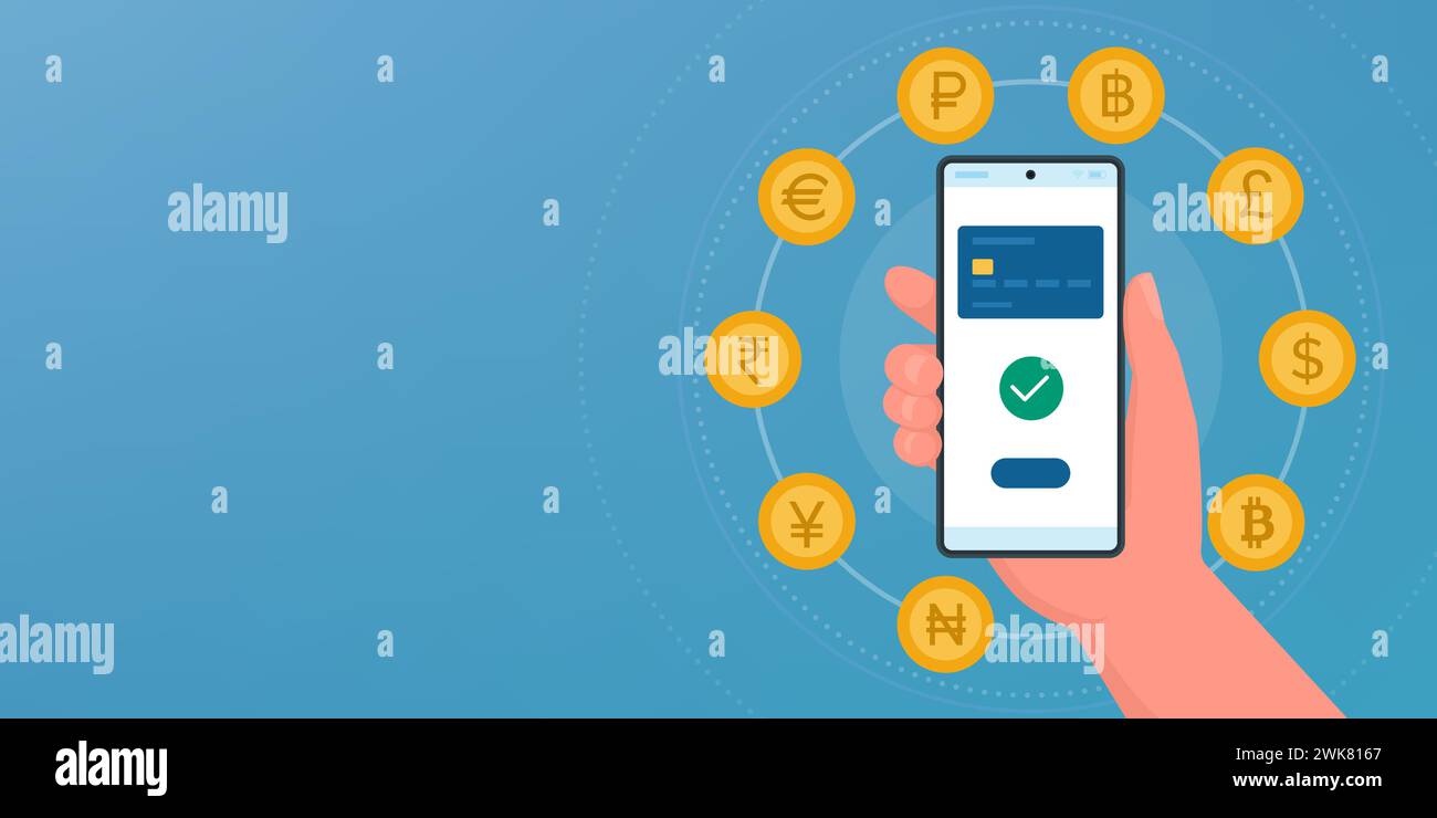 Hand holding currencies Stock Vector Images - Alamy