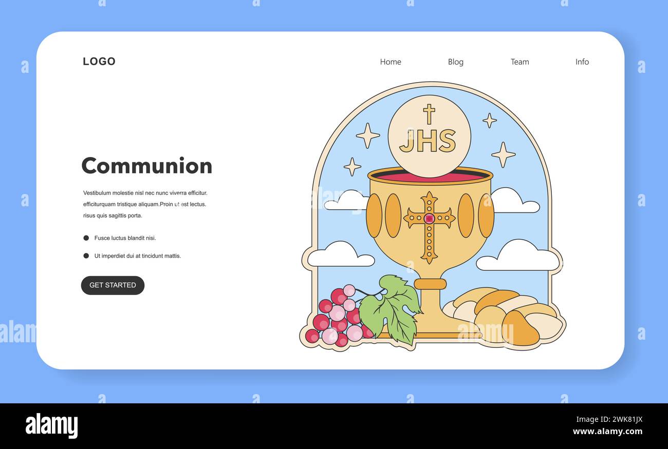 Communion sacrament illustration. Chalice with Eucharist bread and ...