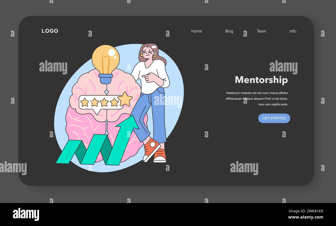 Growth mindset concept. Woman contemplating a brain with a luminous ...