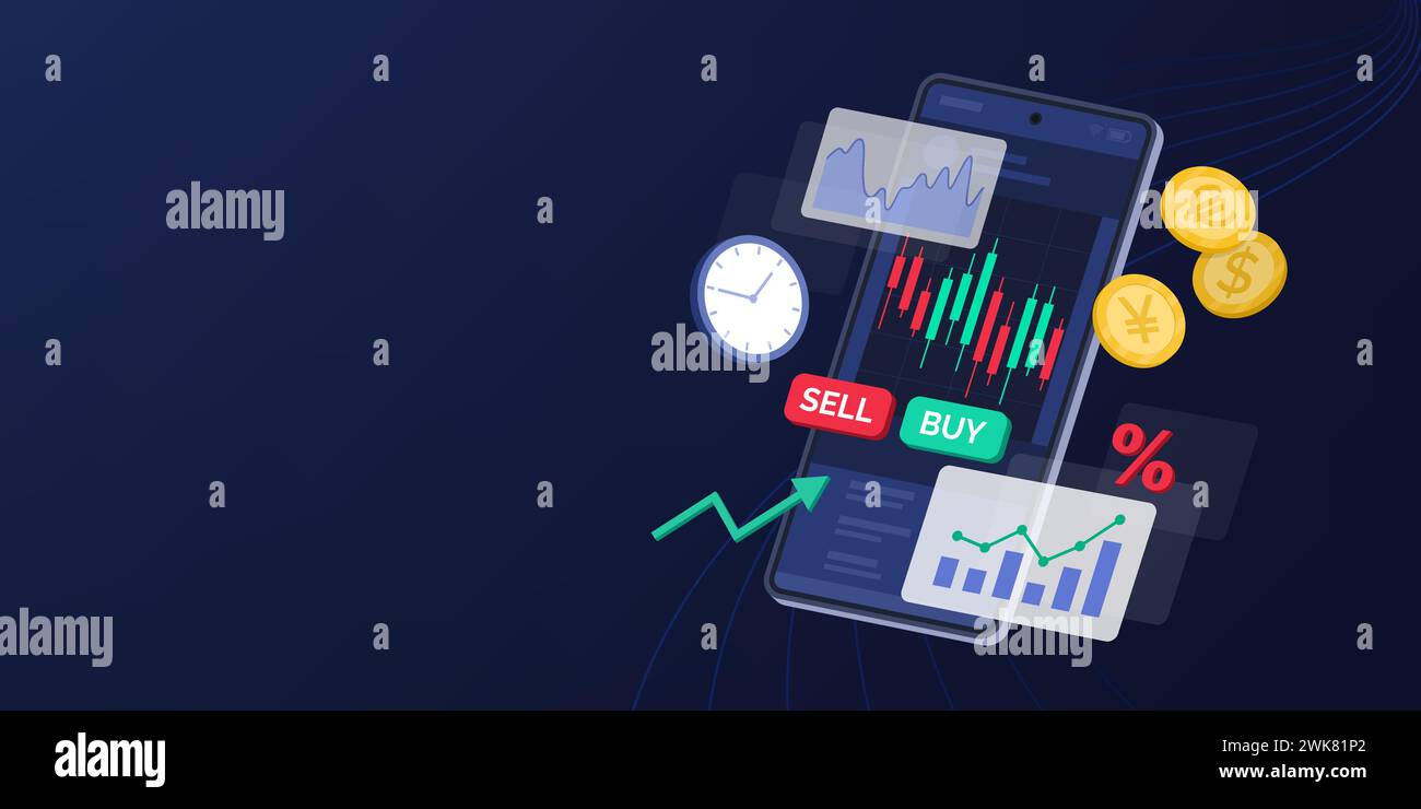 Trading and investment app on smartphone with charts, finance and ...
