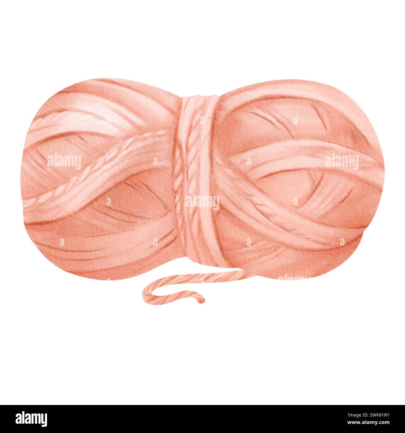 A watercolor illustration of a pink thread spool. Made of wool and ...