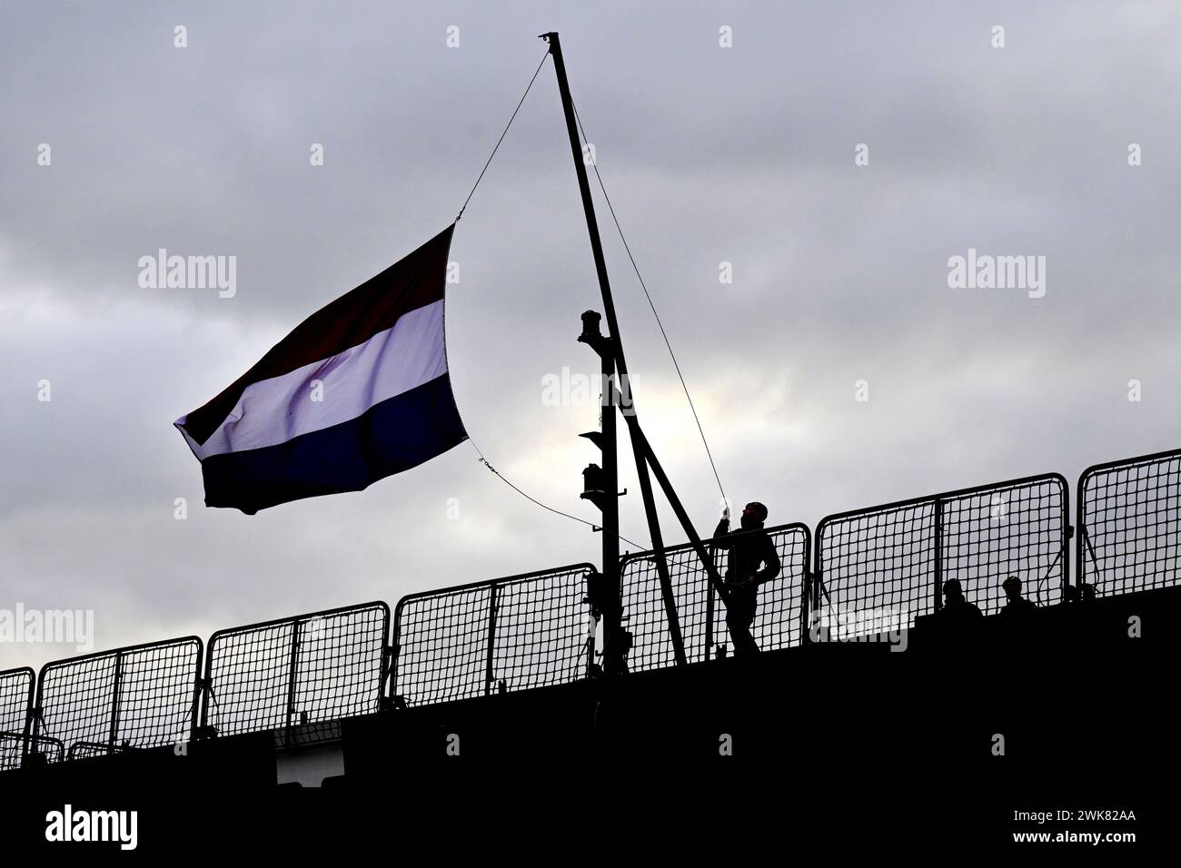 DEN HELDER - The flag is hoisted on the naval ship Zr.Ms. Karel Doorman ...