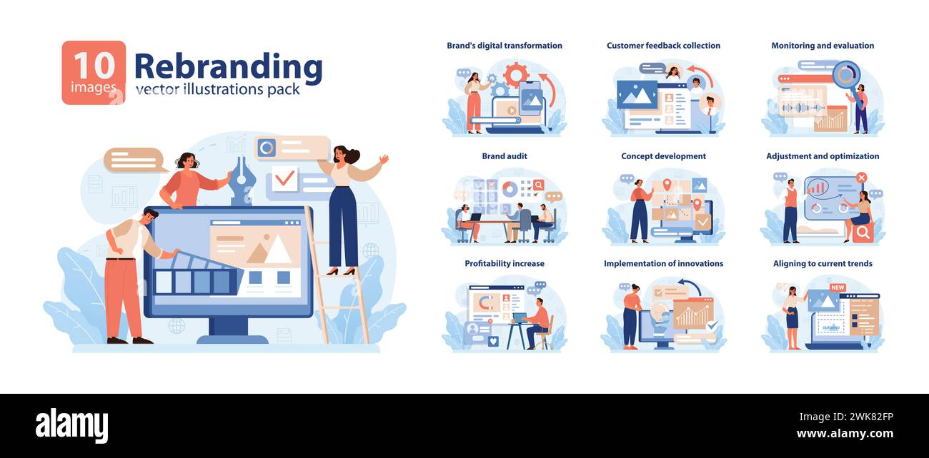 Rebranding Vector Illustrations Pack. A comprehensive visual toolkit ...