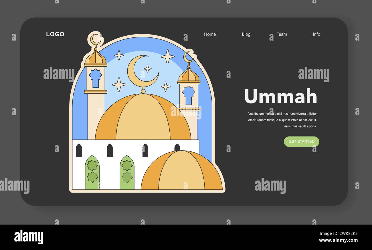 Ummah unity concept with mosque architecture under a starry sky and ...