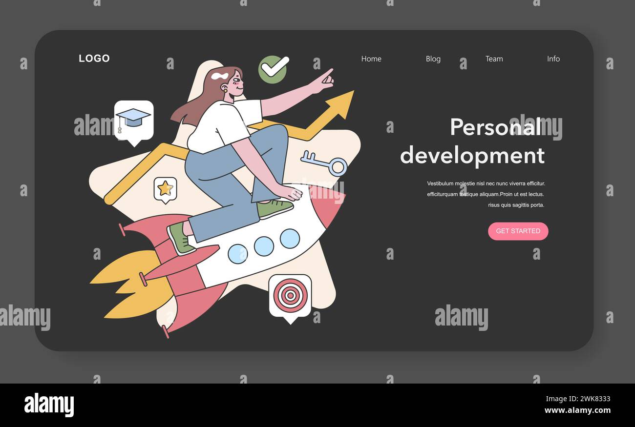 A woman's journey of self-improvement, illustrated as a rocketing ...