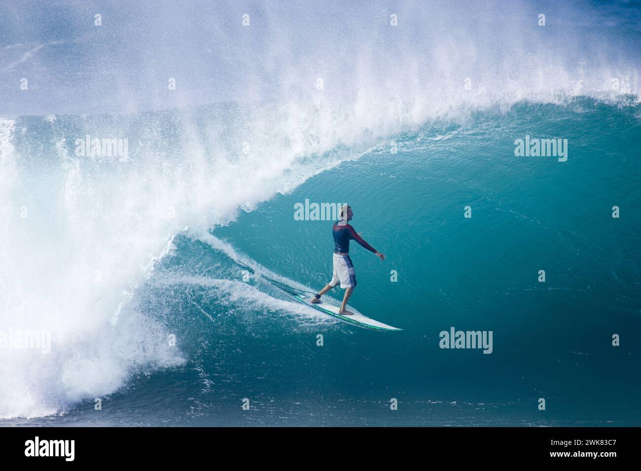 Surfer flying off wave, Oahu Stock Photo - Alamy