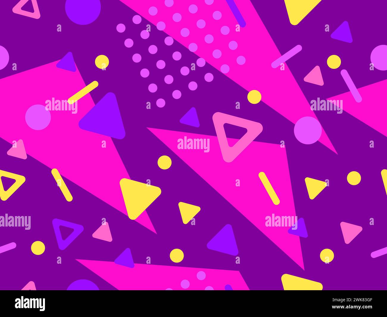 Geometric seamless pattern with memphis elements in 80s style. Colorful ...