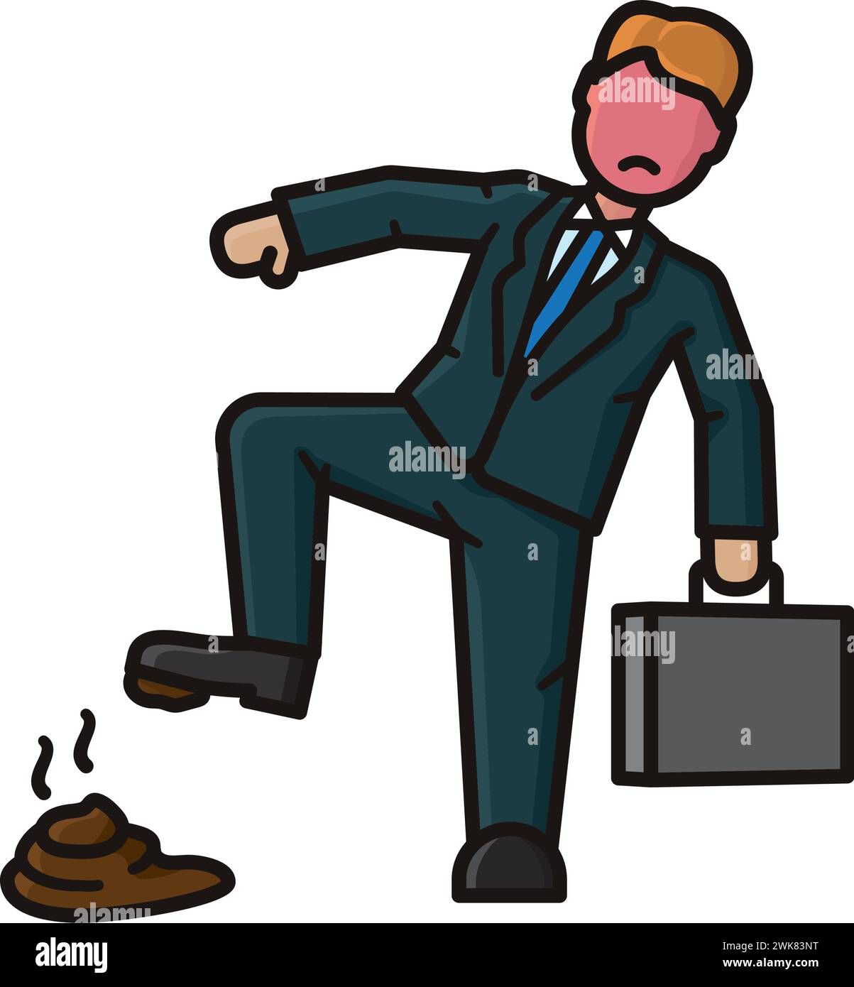 Businessman stepped in dog poo isolated vector illustration for Walk To ...