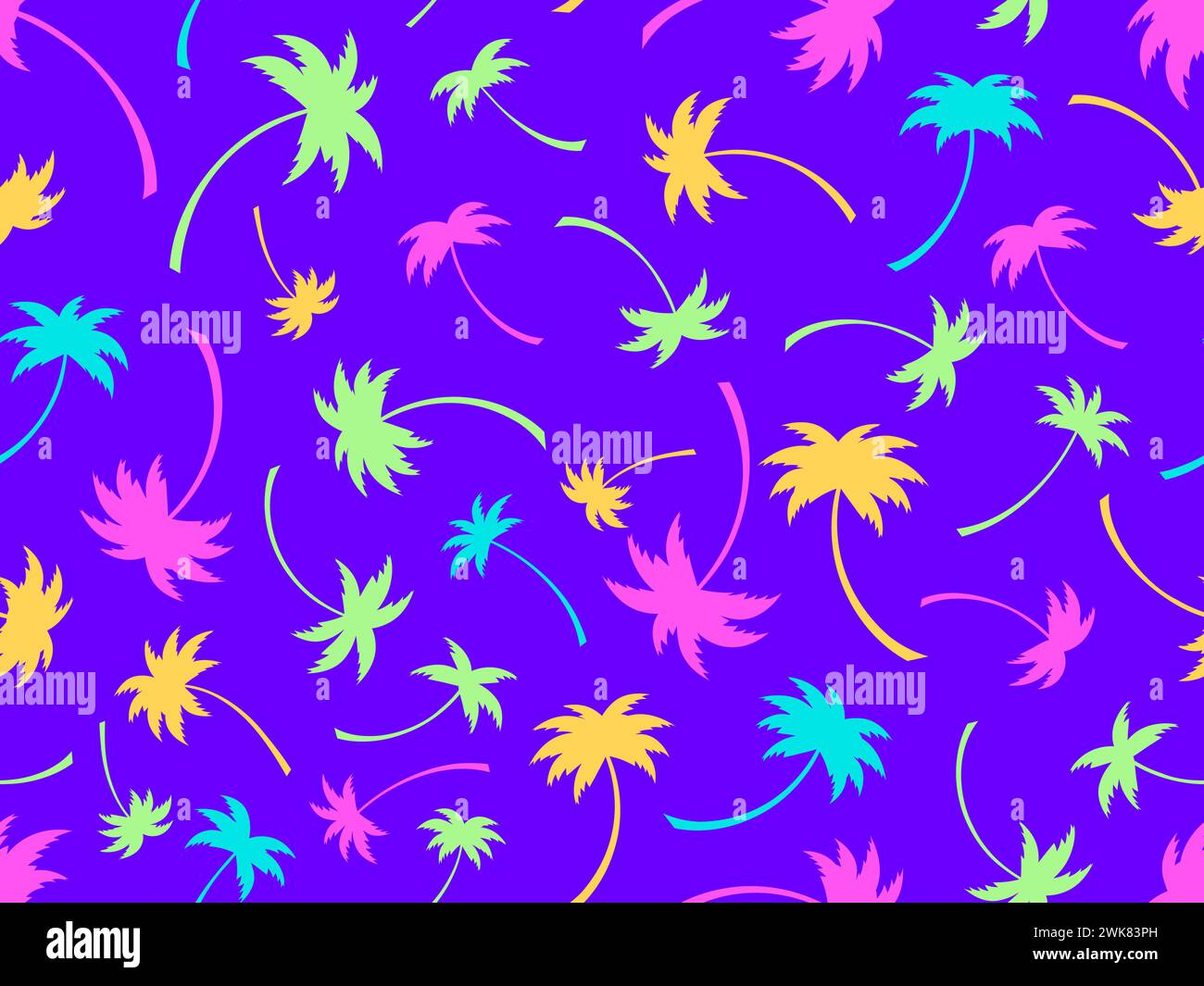 Colorful palm trees seamless pattern. Summer time, wallpaper with ...