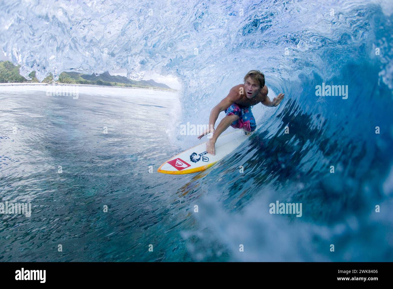 Surfing in the Cook Islands Stock Photo - Alamy