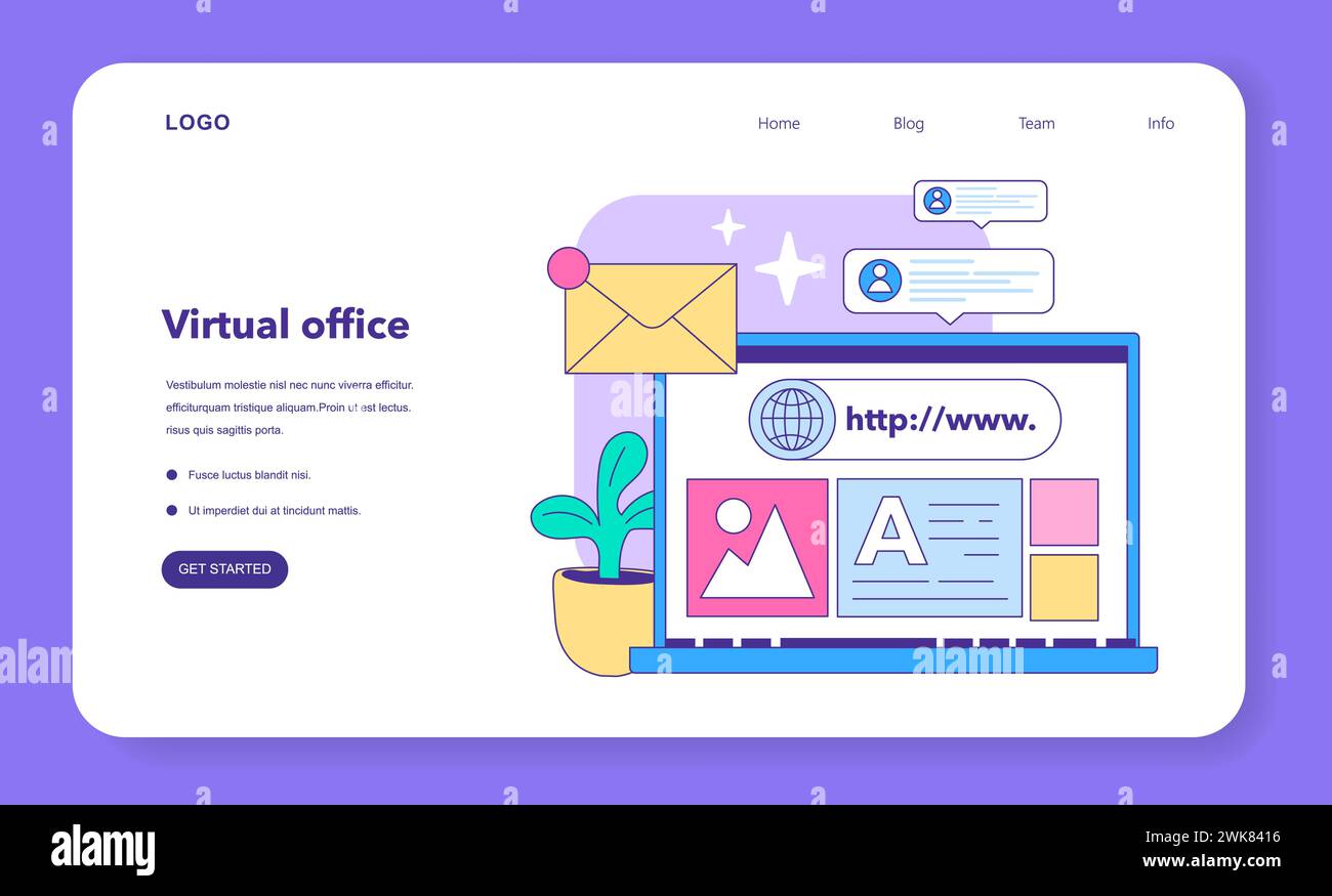 Engaging web browsing scene showcases lively conversation bubbles, a cheerful envelope hinting ...