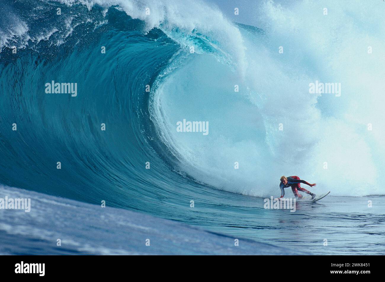 surfing huge waves in Tasmania Stock Photo - Alamy