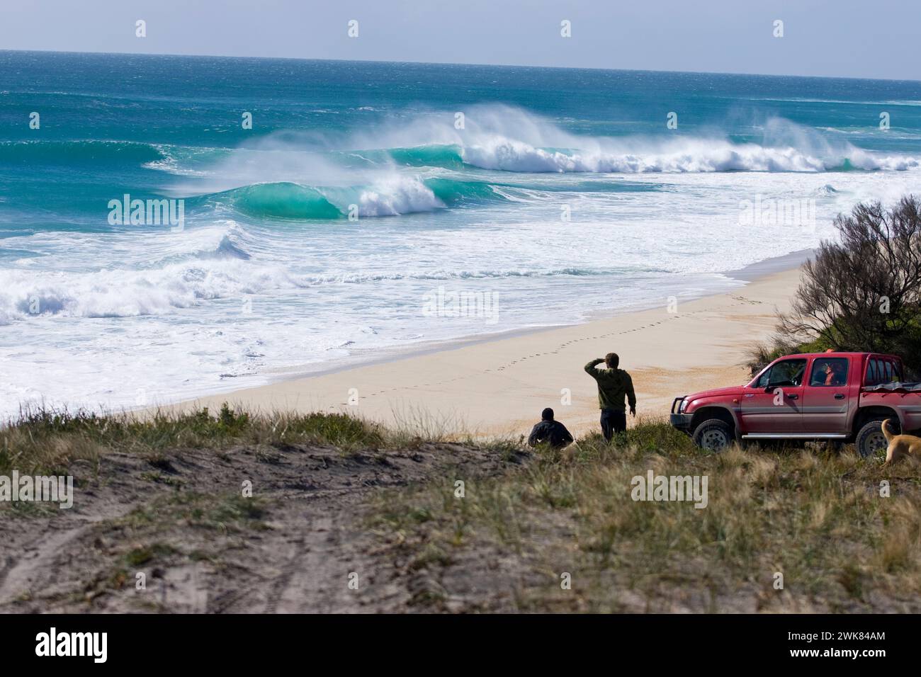 Beach with perfect surfing waves on King Island, Australia Stock Photo ...