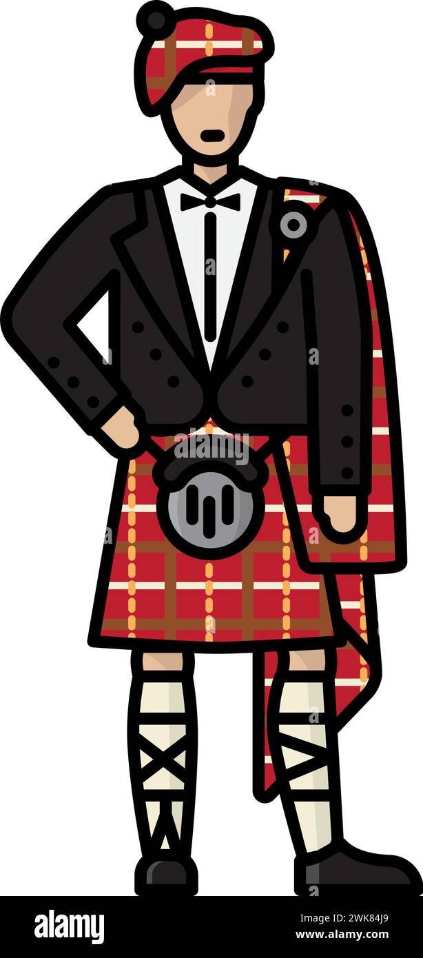Scotsman in traditional costume isolated vector illustration for Tartan ...