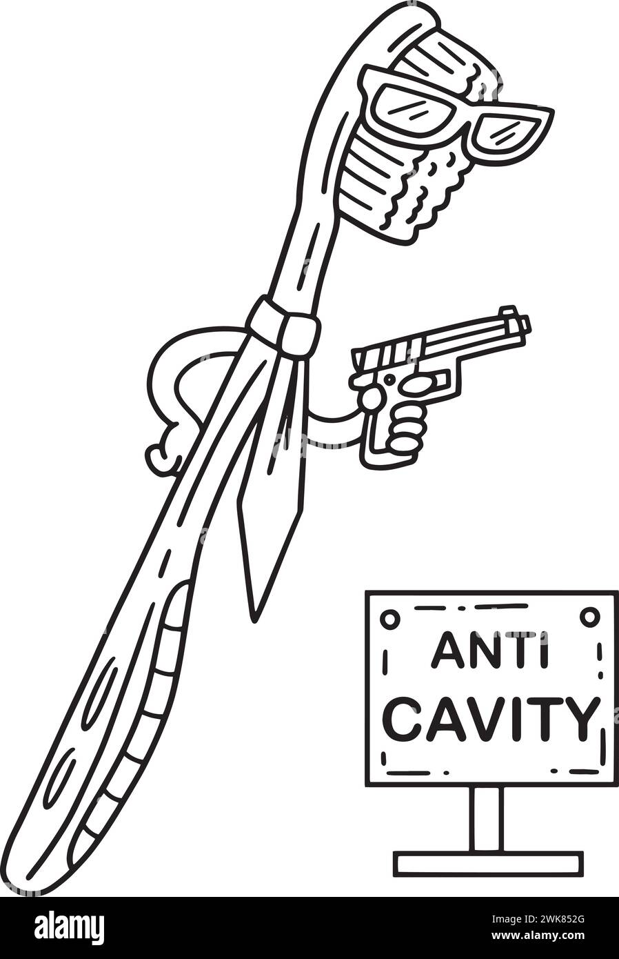 Dental Care Anti Cavity Isolated Coloring Page Stock Vector Image & Art ...
