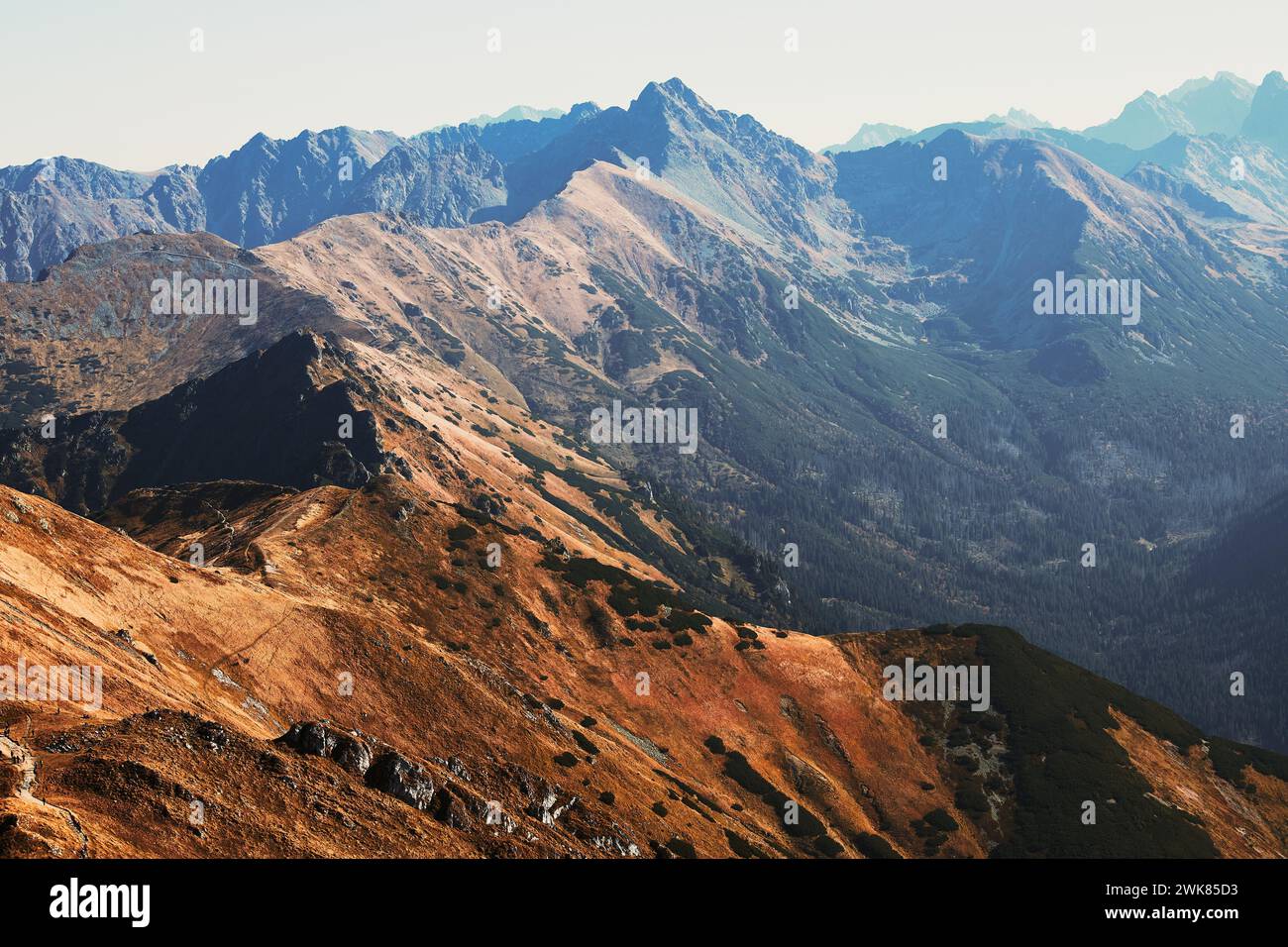Mountain landscape in Tatra National Park in Poland. Popular tourist ...