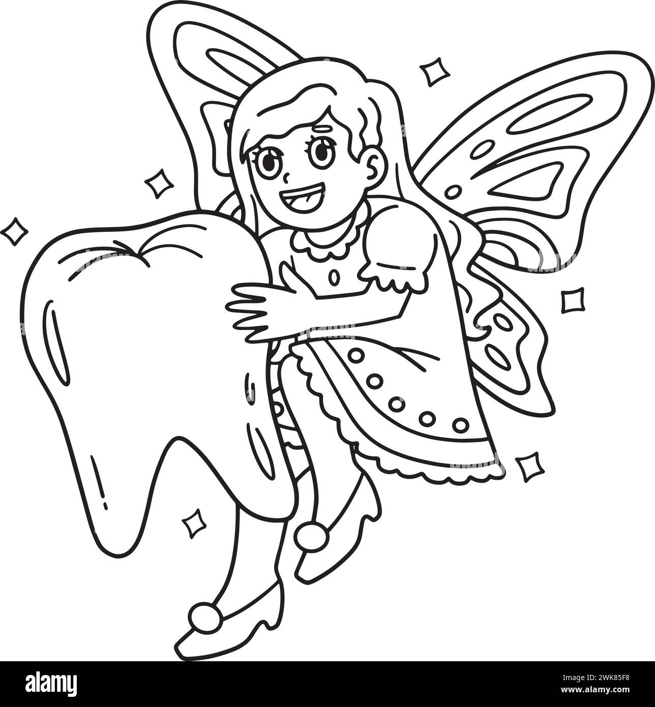 Dental Care Tooth Fairy Isolated Coloring Page Stock Vector Image & Art ...