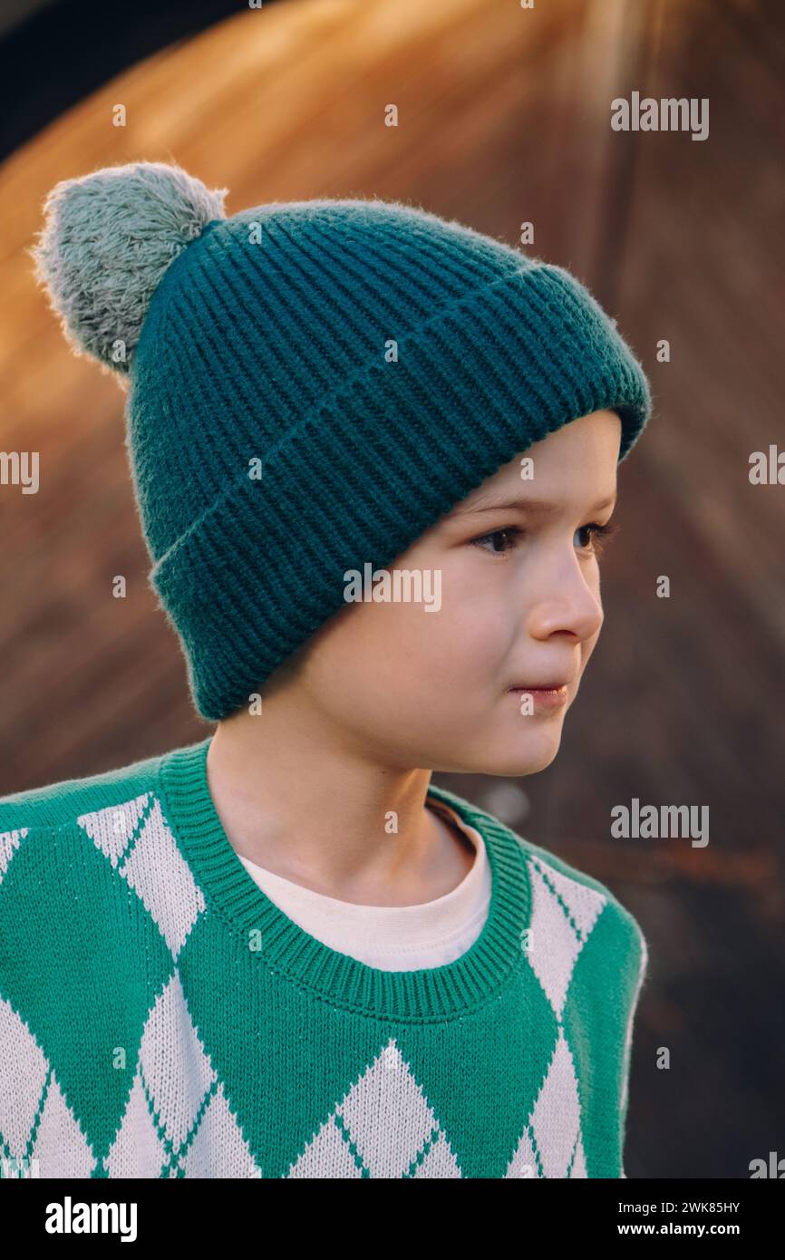 A kid's portrait in a hat Stock Photo - Alamy