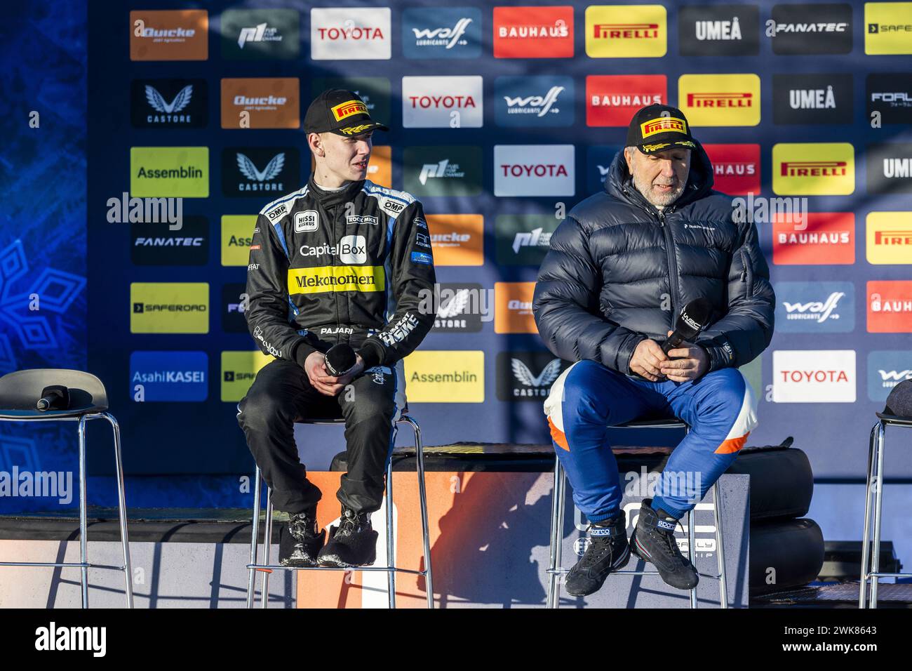 PAJARI Sami, MALKONEN Enni, Toyota Yaris Rally2, podium, portrait ...