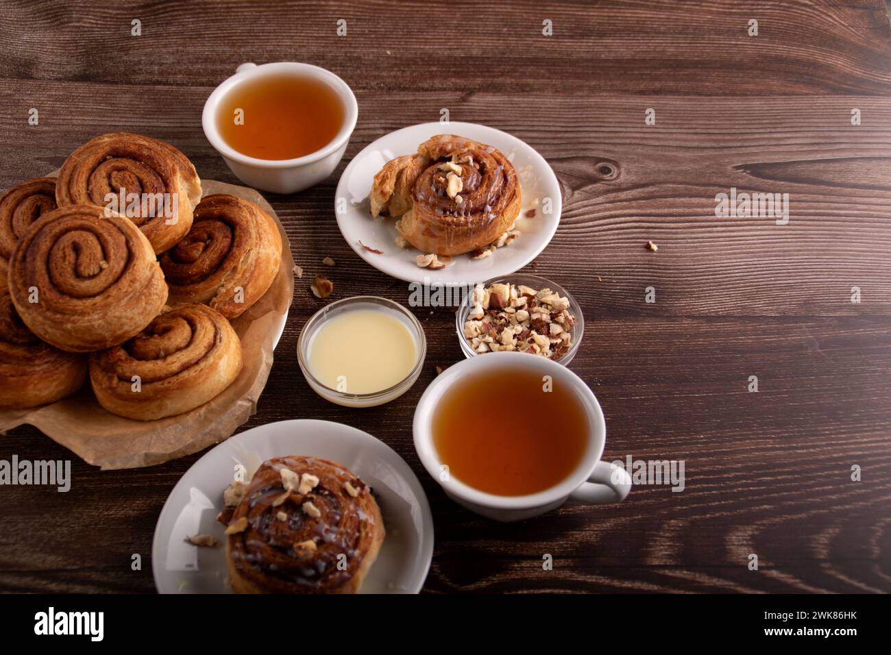 cinnamon bun, bread, breakfast, horizontal, culinary, baked Stock Photo ...