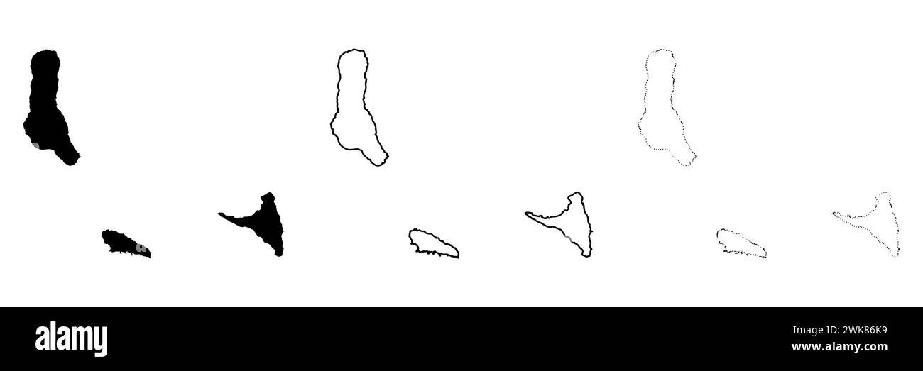 Comoros country silhouette. Set of 3 high detailed maps. Solid black ...