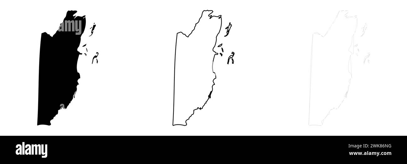 Belize country silhouette. Set of 3 high detailed maps. Solid black ...