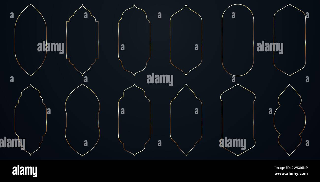 Elegant golden arch window frame hi-res stock photography and images ...