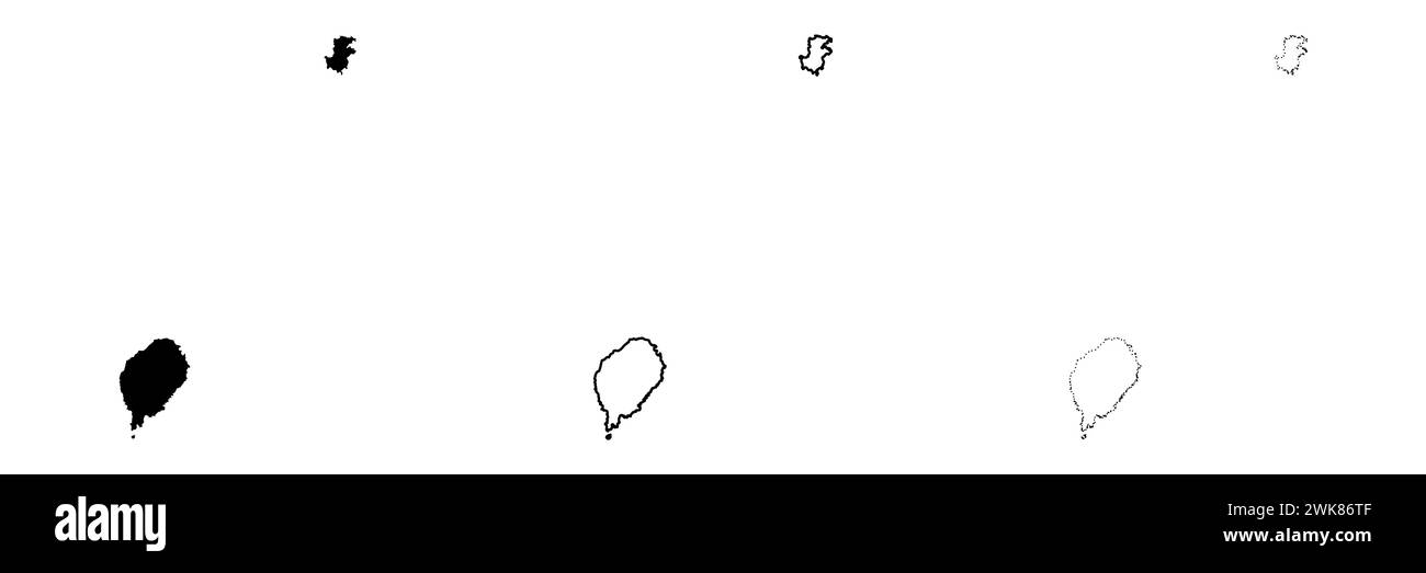 Sao Tome and Principe country silhouette. Set of 3 high detailed maps ...