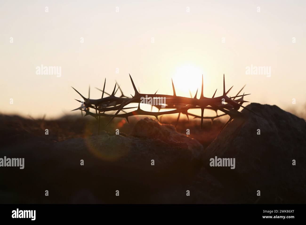 Calvary hill Golgotha cross of Jesus Christ crown of thorns symbolizing ...