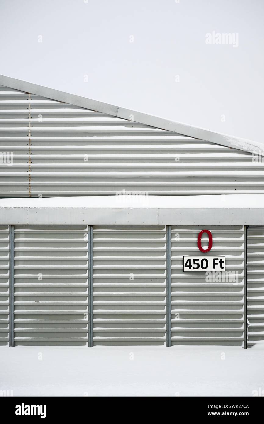 Modern factory warehouse with corrugated wall and capacity sign Stock ...