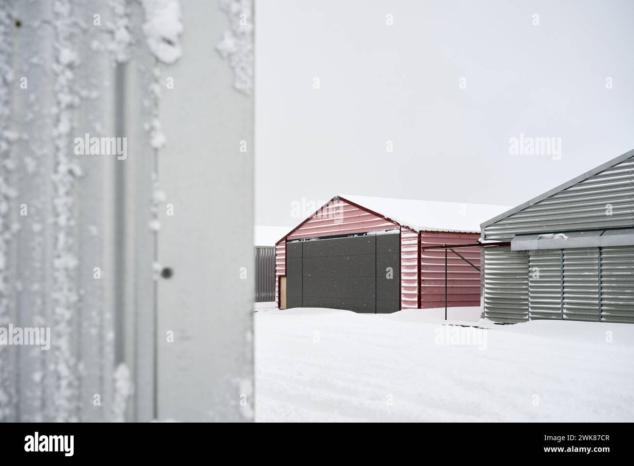 Corrugated metal warehouse buildings in industrial district Stock Photo ...
