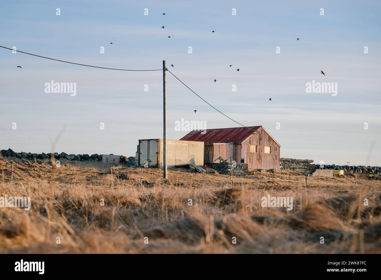 Rural house on field with dry grasses in countryside Stock Photo - Alamy