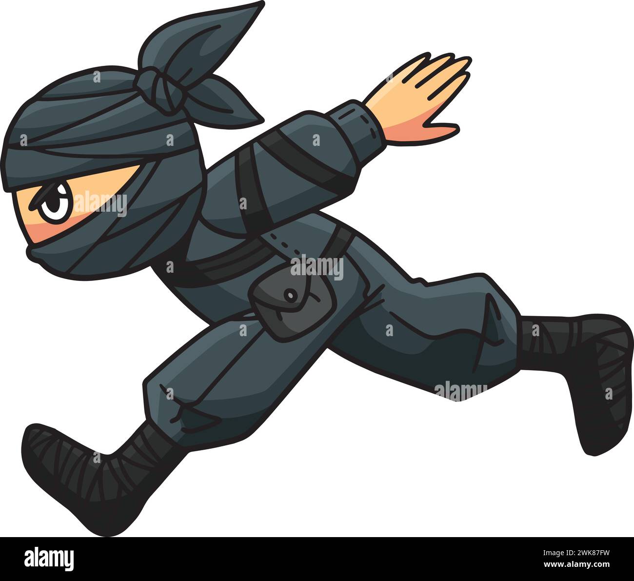 Ninja Running Cartoon Colored Clipart Illustration Stock Vector Image ...