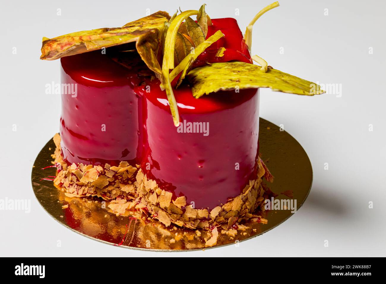 almond cake with icing and edible decorations Stock Photo - Alamy