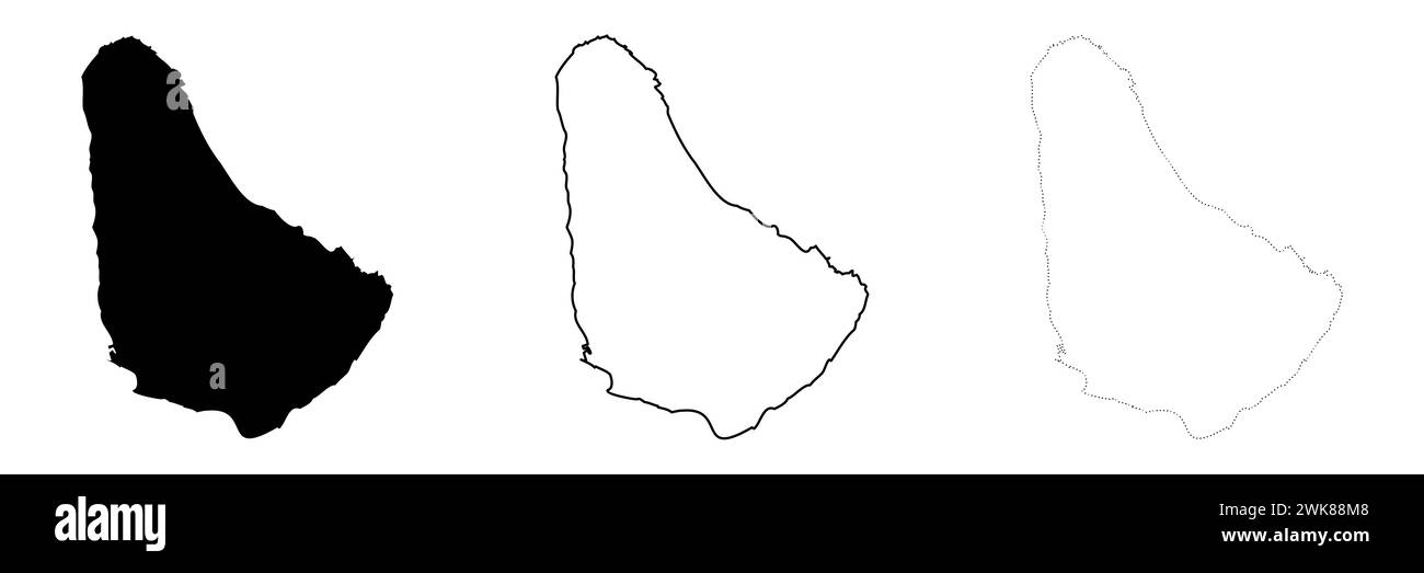 Barbados country silhouette. Set of 3 high detailed maps. Solid black ...
