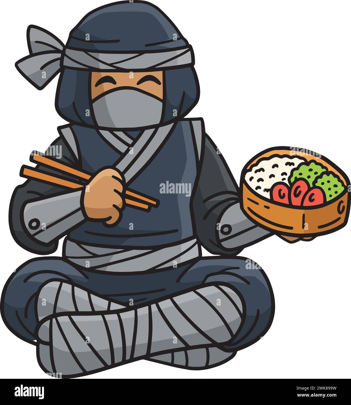 Ninja Eating Bento Cartoon Colored Clipart Stock Vector Image & Art - Alamy