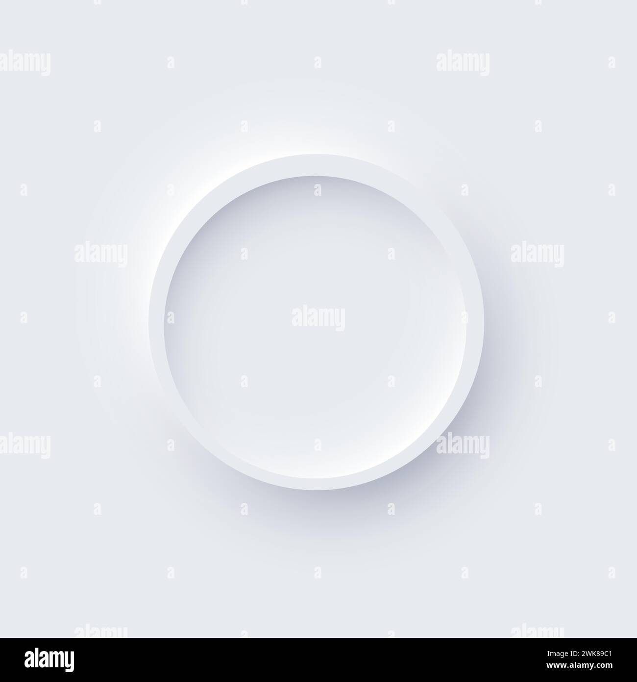 Neumorphism UI, circle white ring button with shadow vector ...