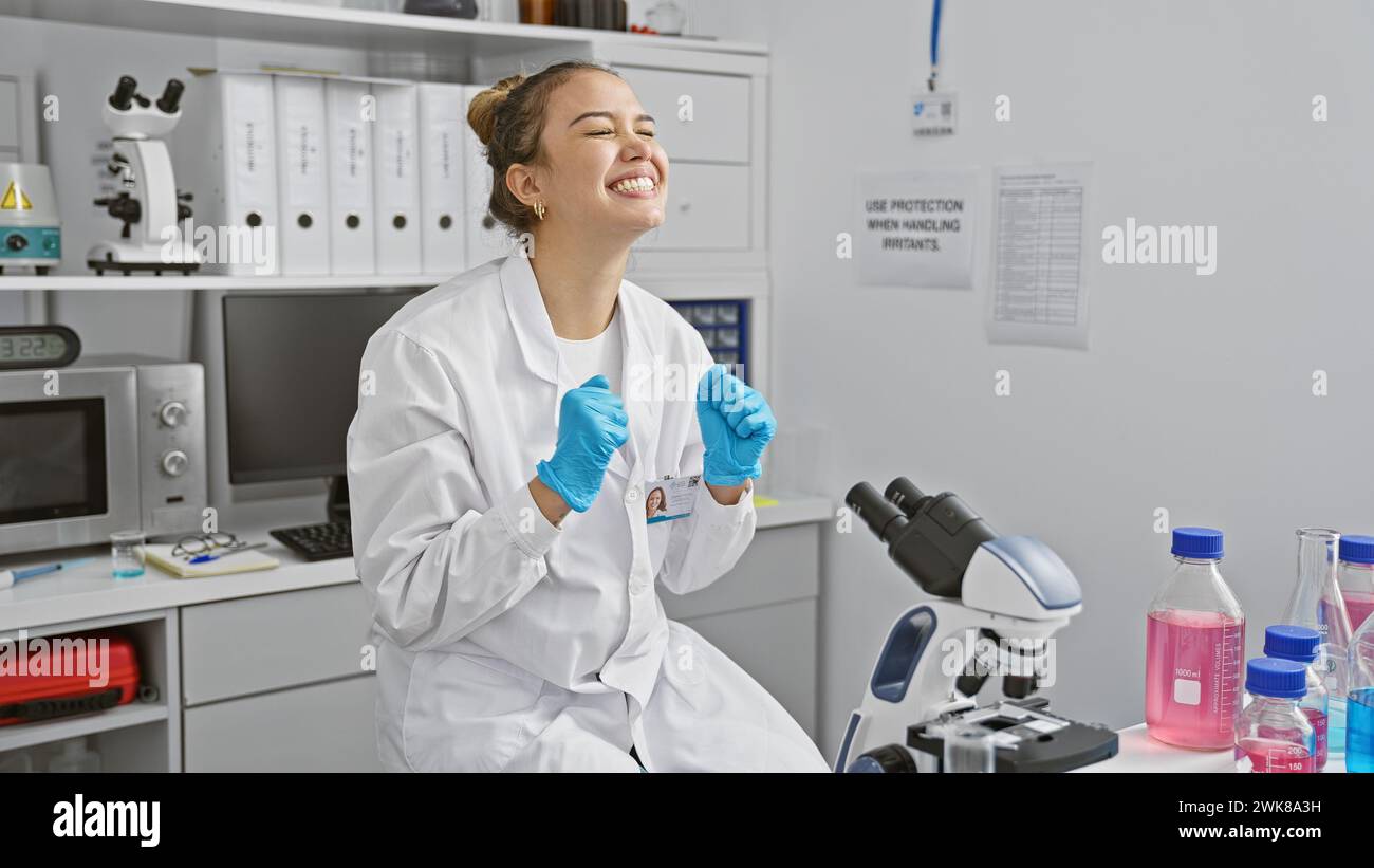 Captivating snapshot, young, beautiful hispanic woman scientist ...