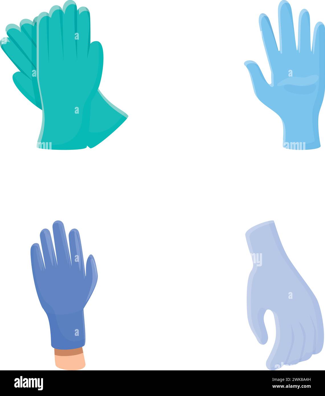 Household glove icons set cartoon vector. Protective rubber glove ...